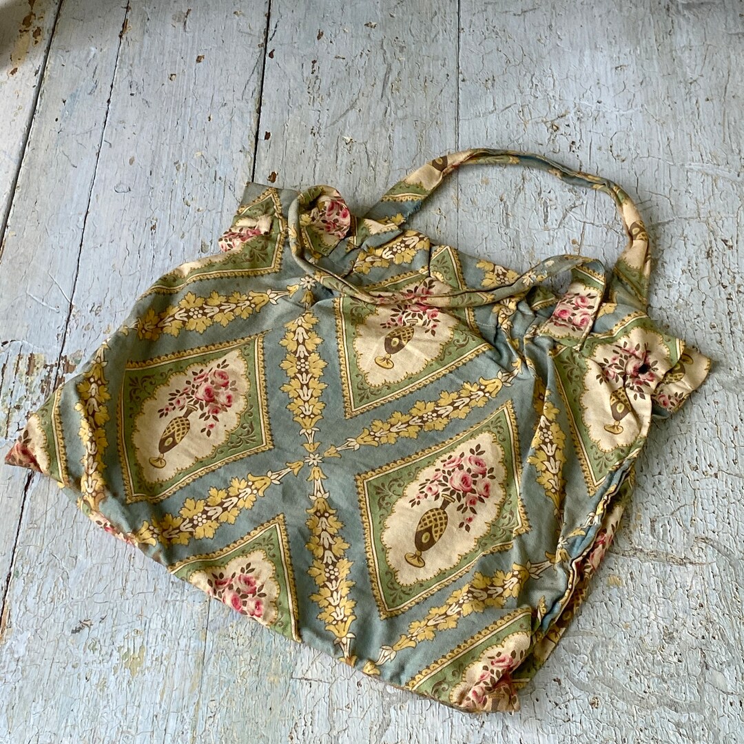 Antique 1920 Sewing Hand Bag Fabric Material Old Sewing Boho Eco ...