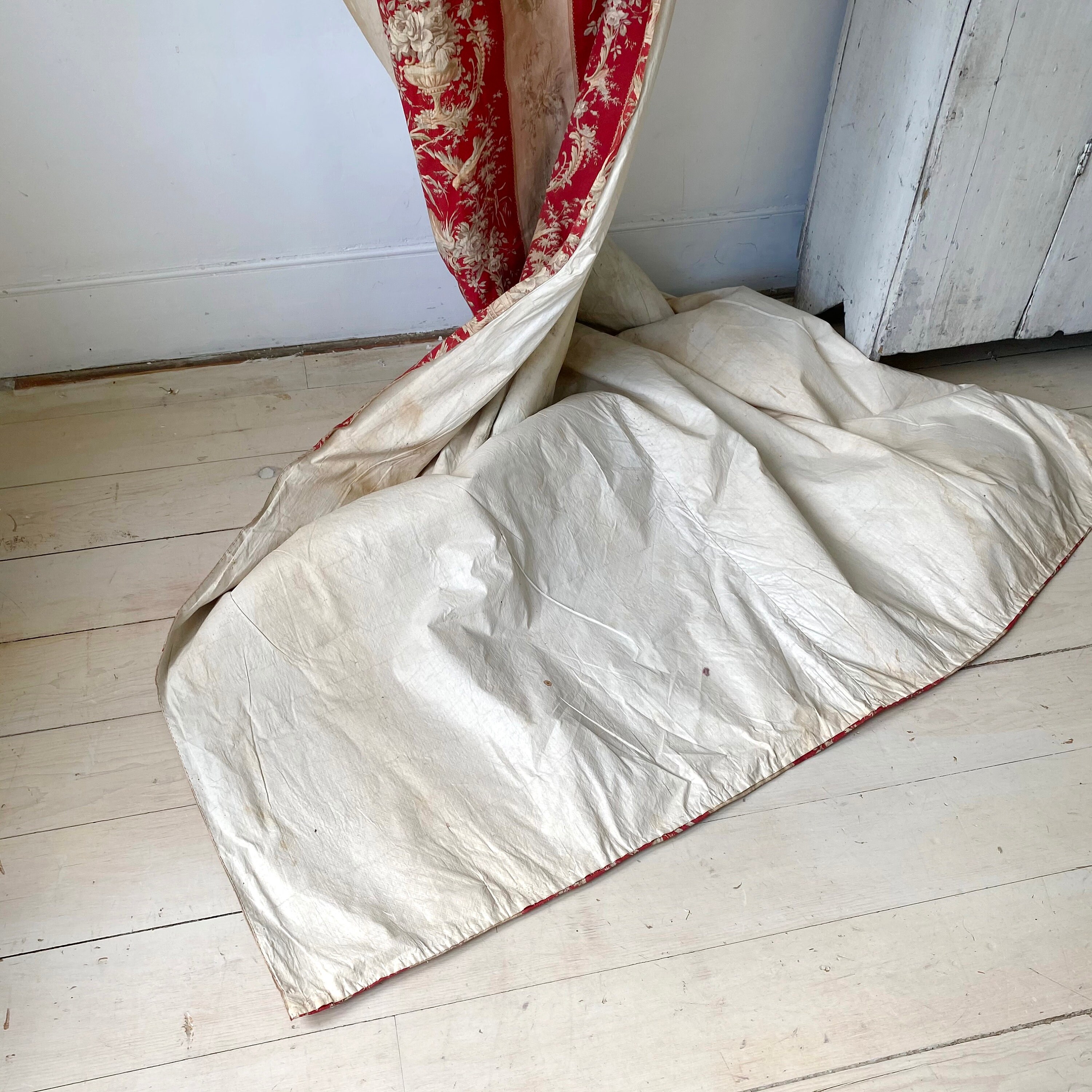 C 1880 Antique French Red Curtain Rococo Design Floral - Etsy