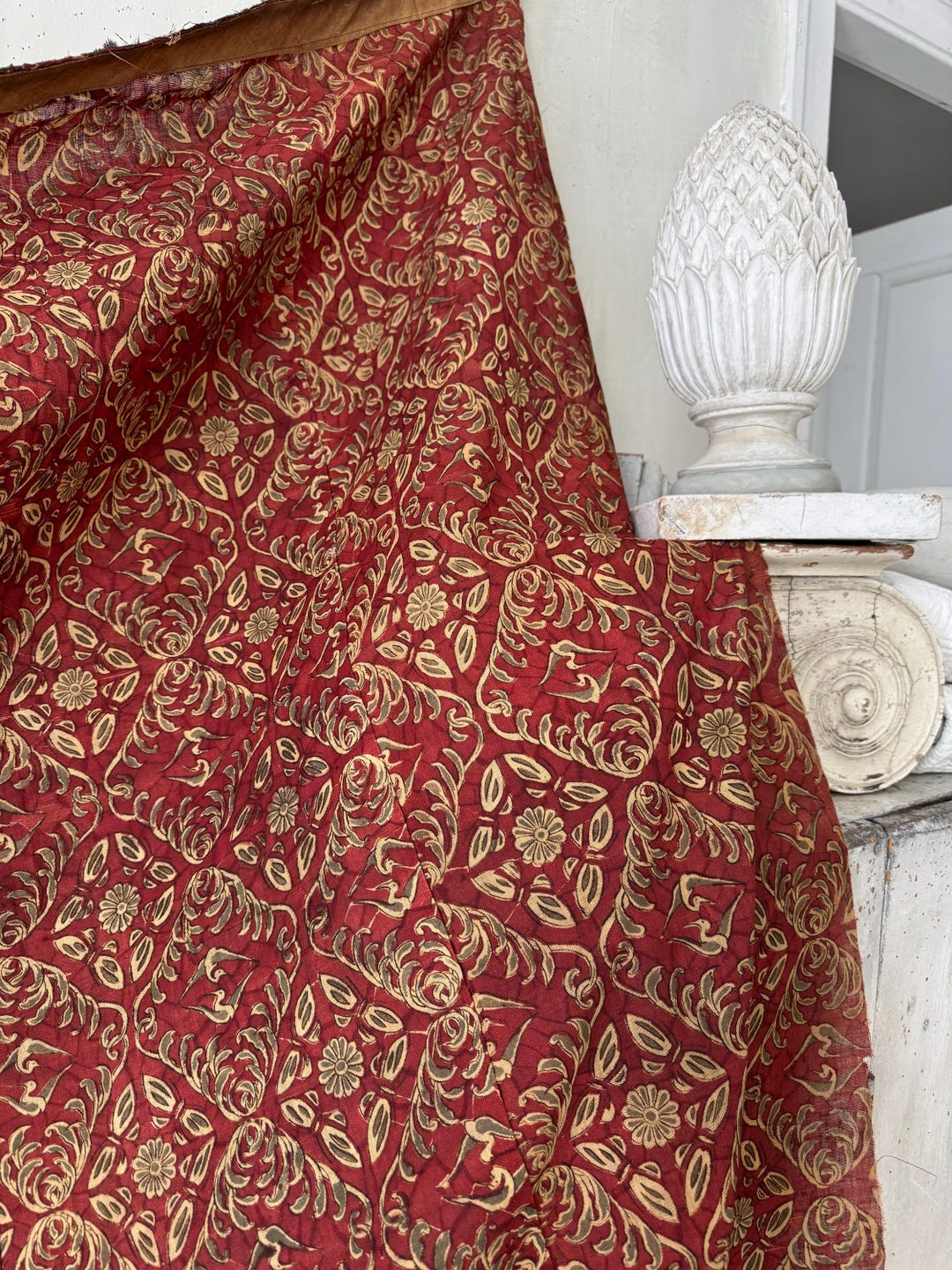 96x84 1750 Early Trade Cloth Indian Hand Block Printed Textile Madder ...