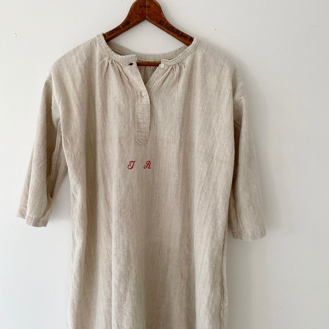 Natural Linen Chemise Shirt French Nightgown 