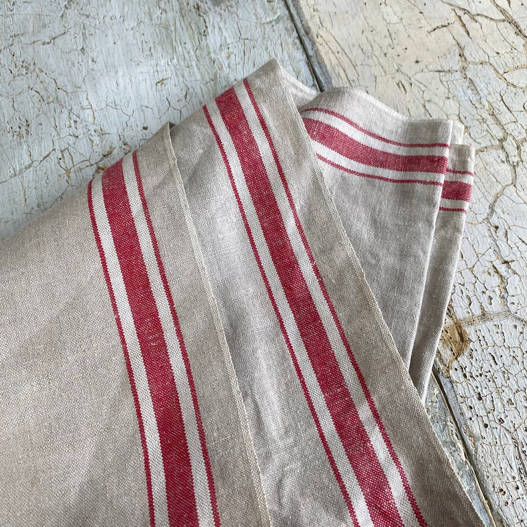 Vintage European Mangle Cloth Linen With Red Stripes Table Cloth Runner ...