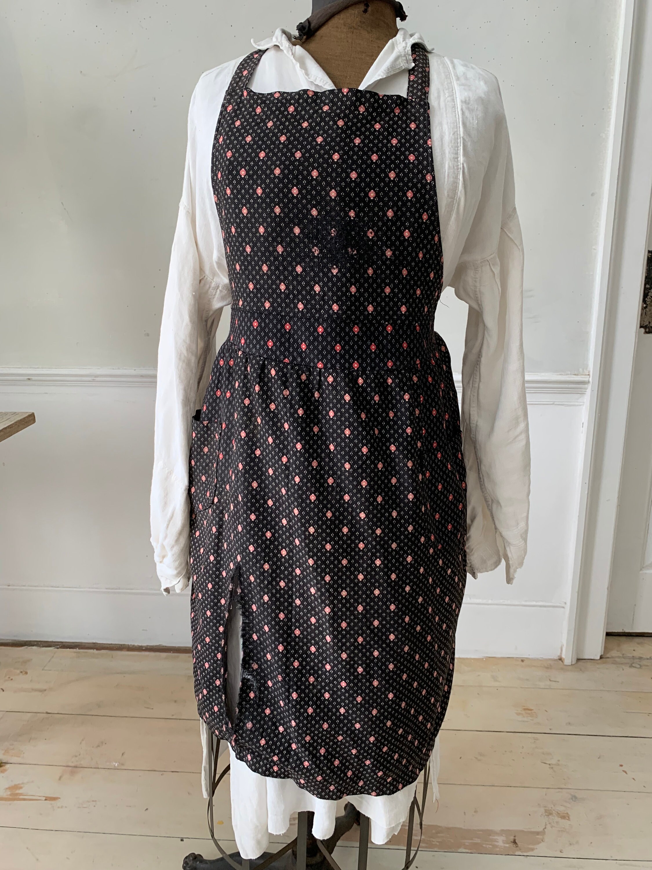 Vintage Apron With Geometric Pattern French Cotton Workwear 1920s Eco ...