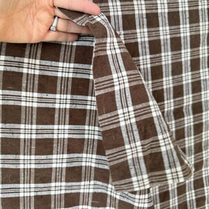 53x38 RARE Brown French Plaid Cloth Fabric Heavy Weight C 1930's Cotton ...