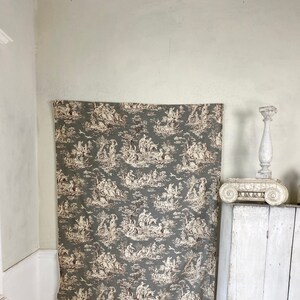 94 X 53 Gray Grey Toile De Jouy Vintage Curtain Drape Heavy Cotton ...