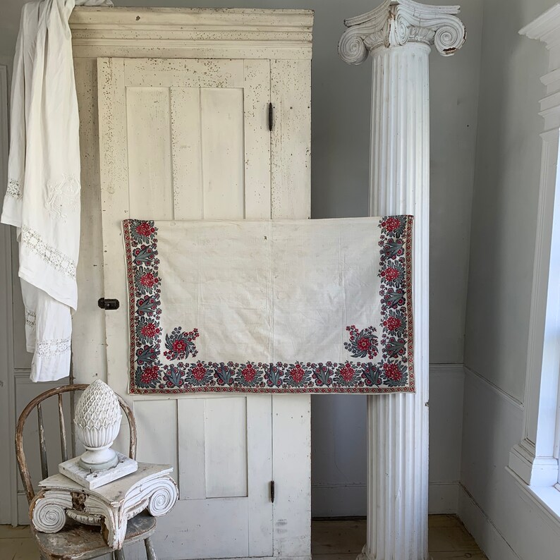 44 X 27 Antique French Fichu Fragment Scarf Resist and Hand | Etsy