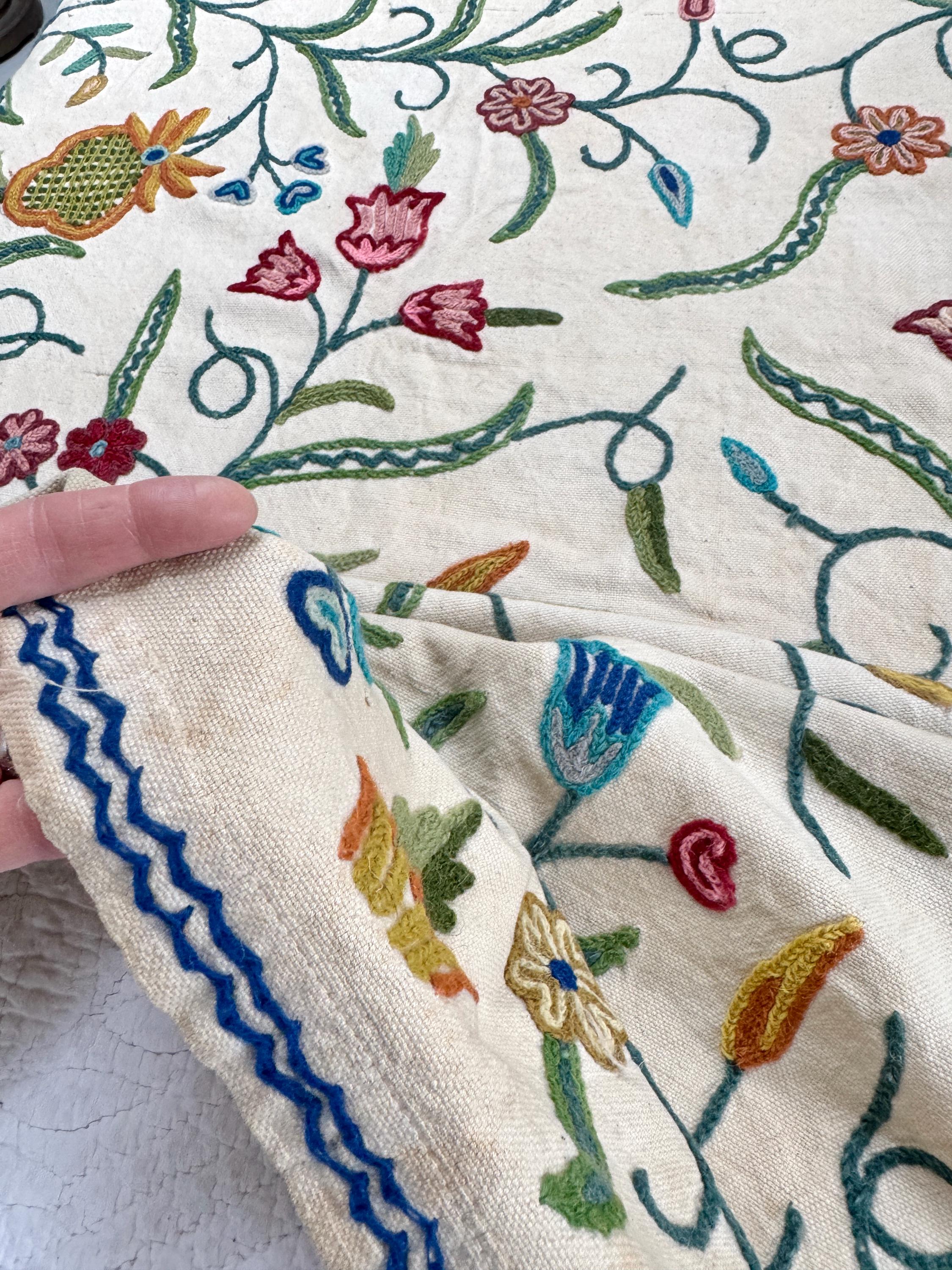 101x86 Embroidered Crewelwork Wall Art Hanging Handmade Unique Coverlet ...