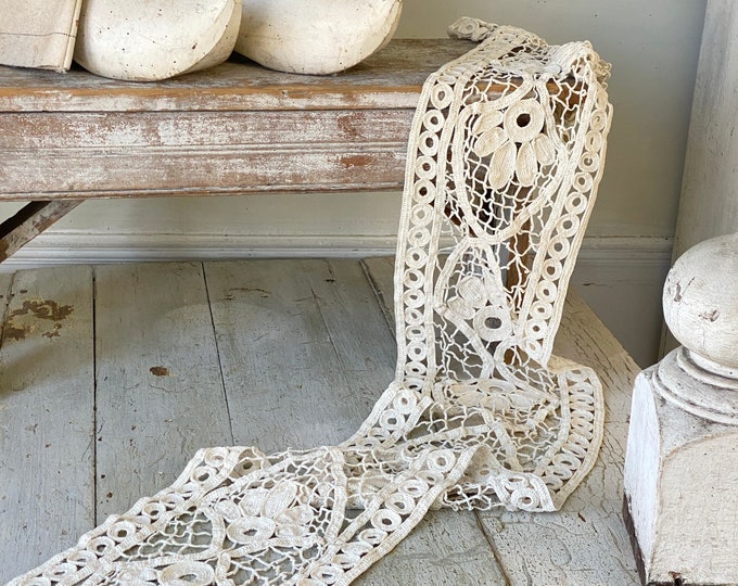 Vintage 1920s-1930s Headboard Cover White Cotton Crochet Lace Table ...