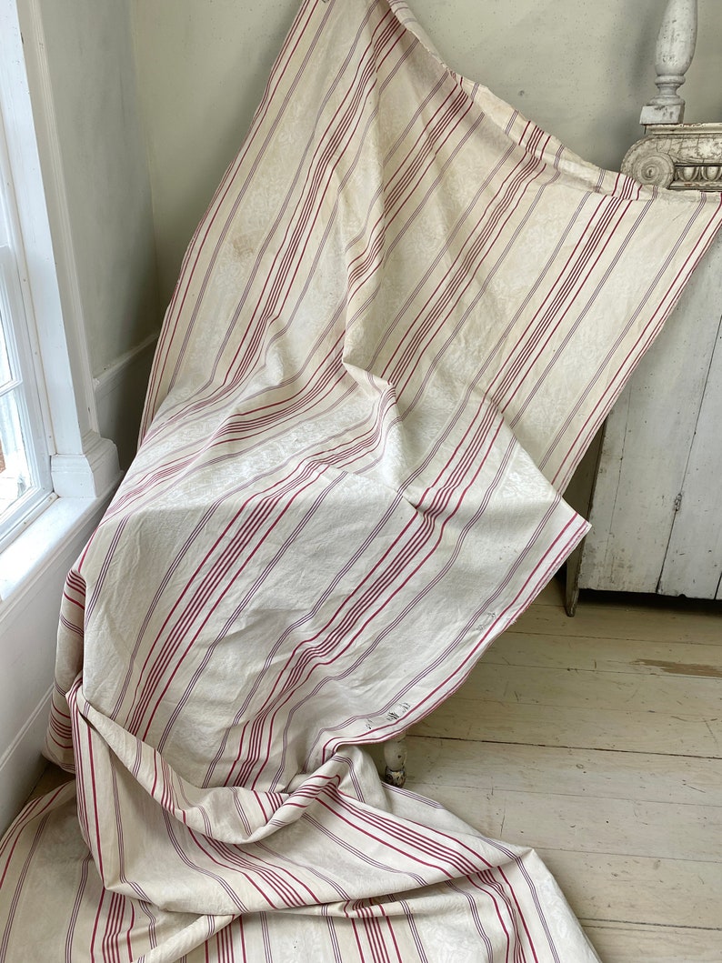 Antique 1870 French Ticking Damas Fabric Napoleon III Style Upholstery ...