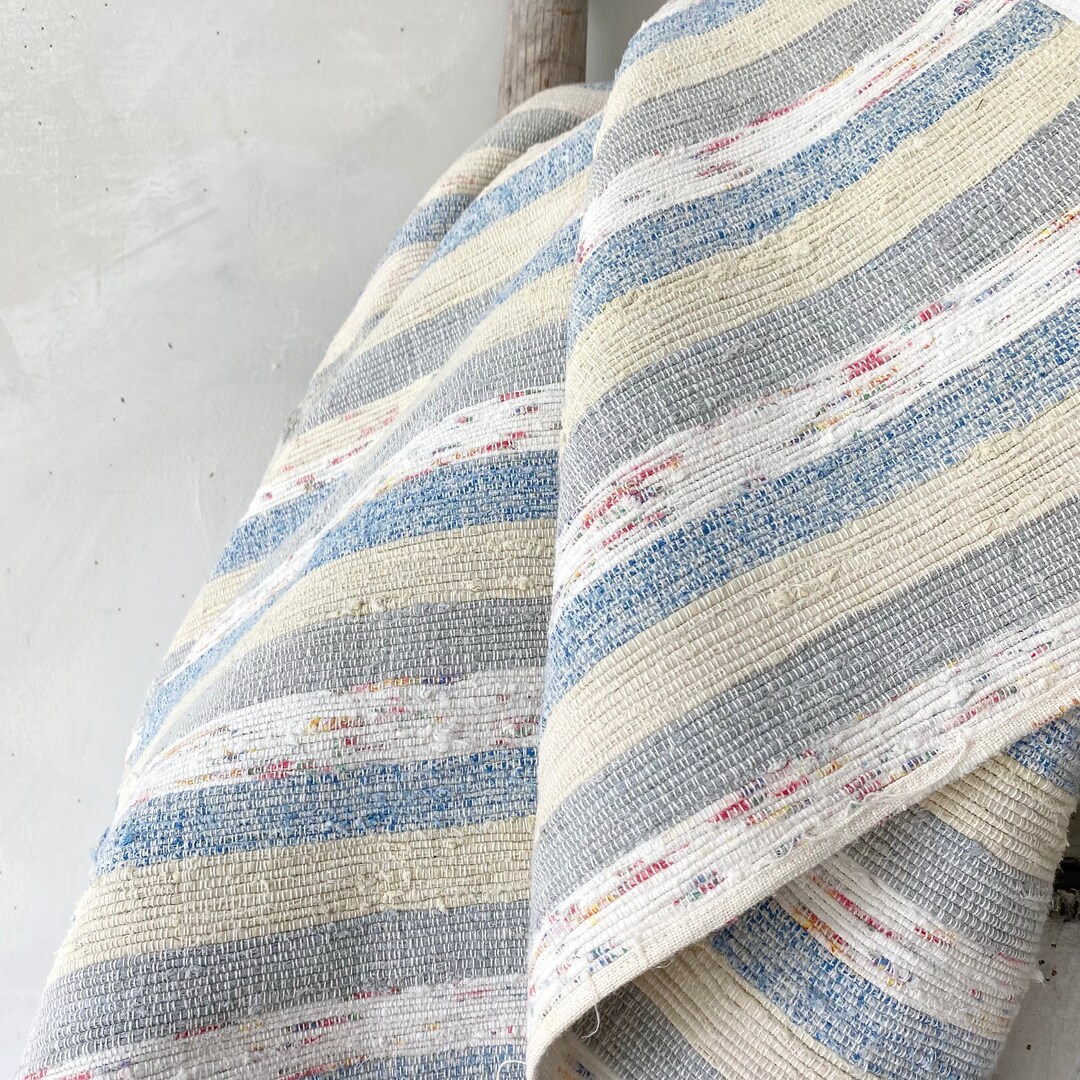 Vintage Rag Rug Blanket / Hand Woven Rug Area Carpet Country Farmhouse ...