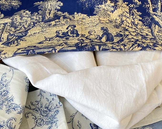 Blue Toile French Vintage Cotton Project Bundle for Sewing Projects ...