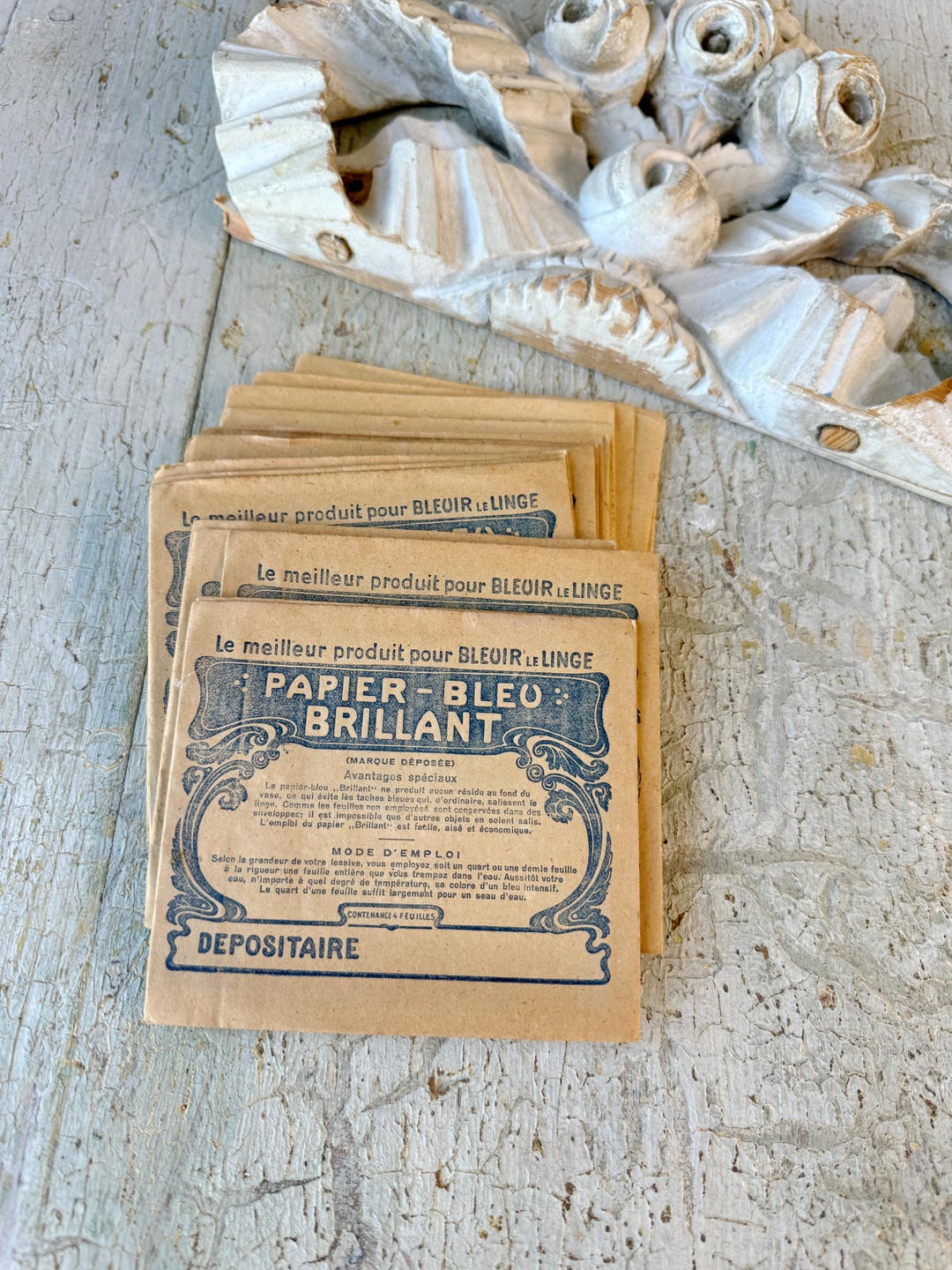 Vintage French papier Bleu Brillant Laundry Bluing Paper Authentic ...