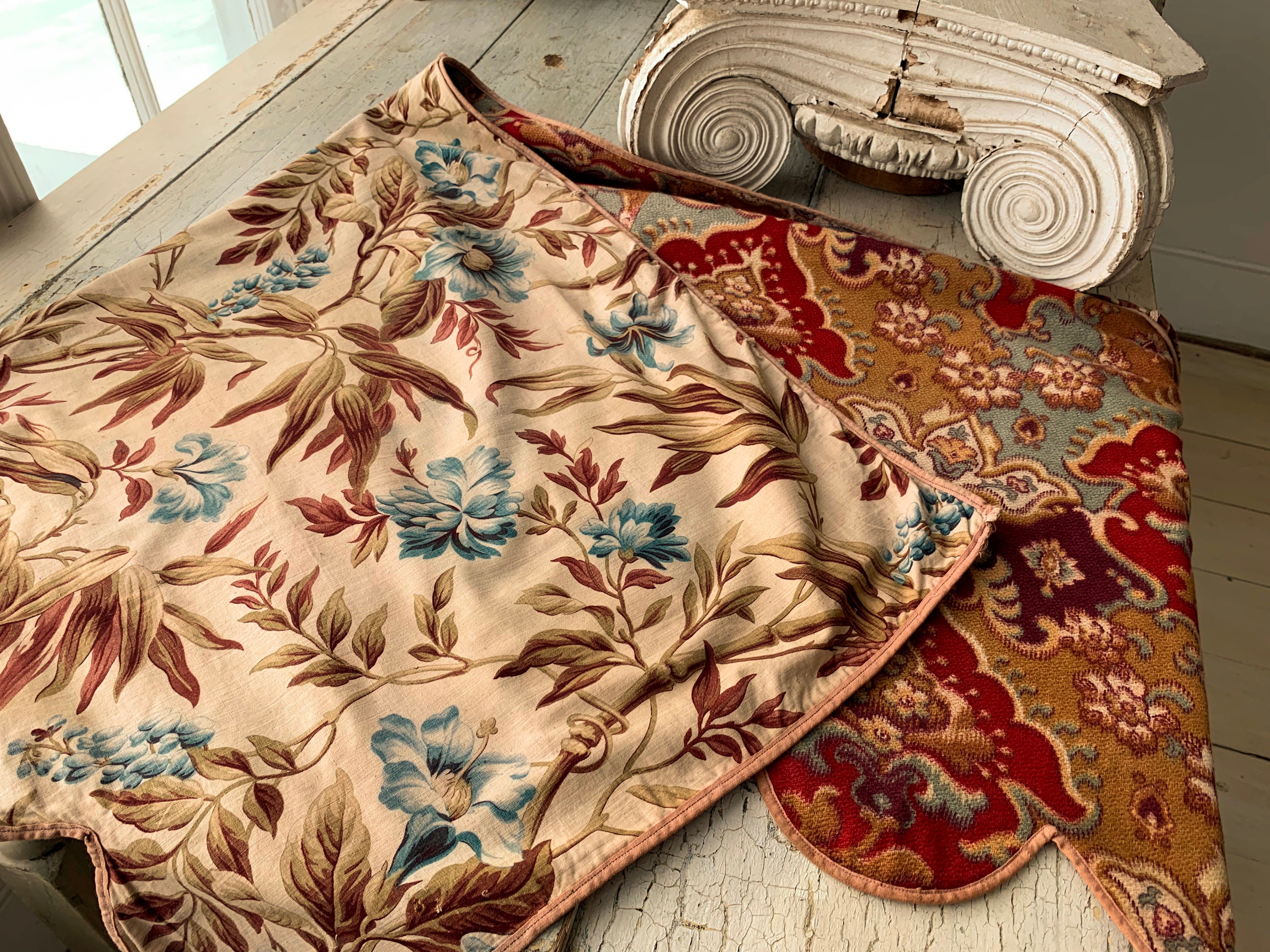 Antique Valance With Two French Fabrics 1880s Long With | Etsy