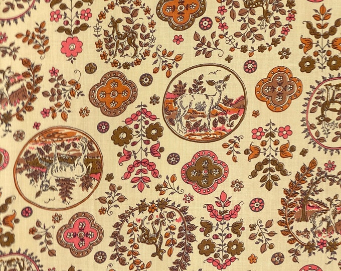 73 Inches by 36 Inches American 1940's Conversational Fabric Material ...