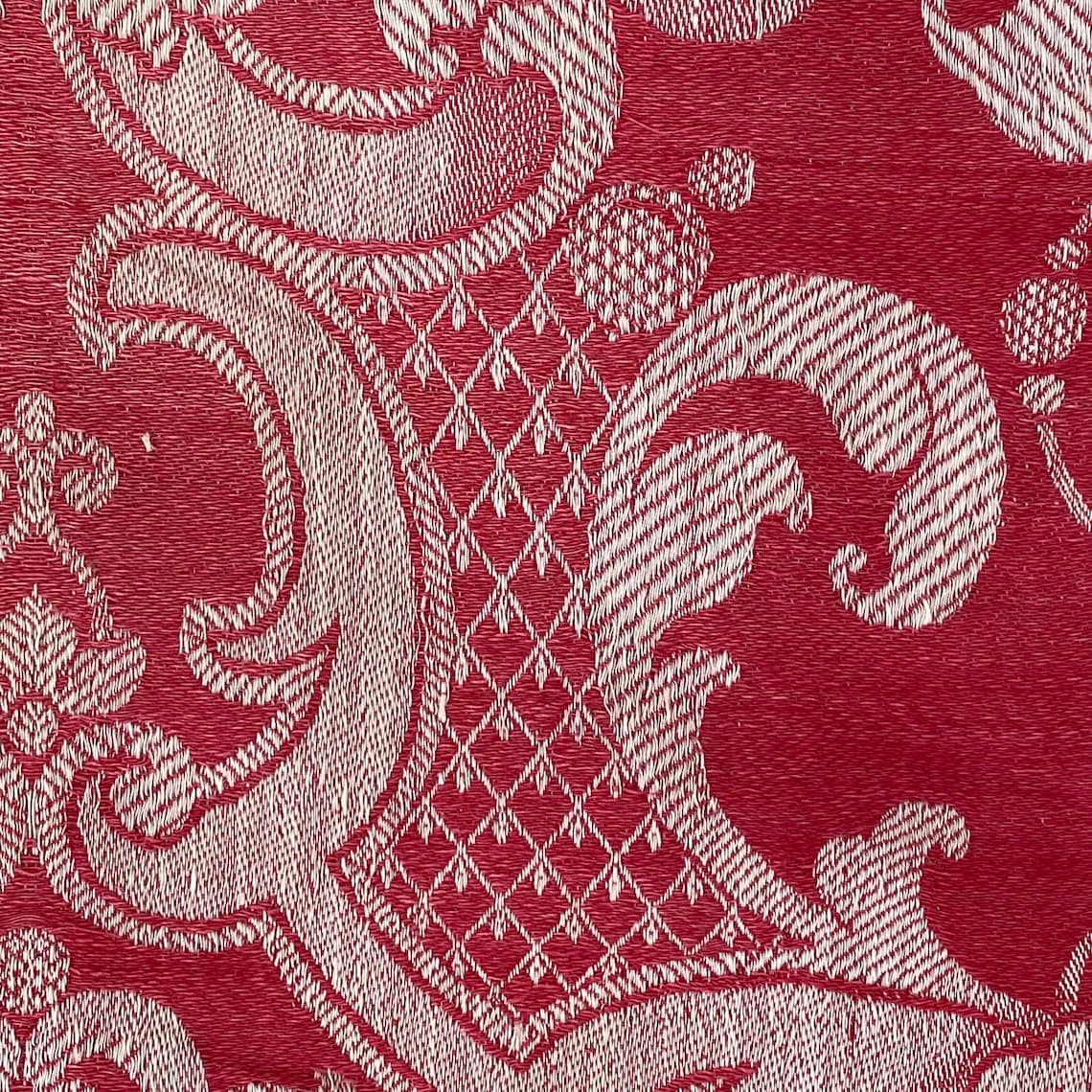 Antique French Red Damask Fabric 1850 Fabric Upholstery | Etsy