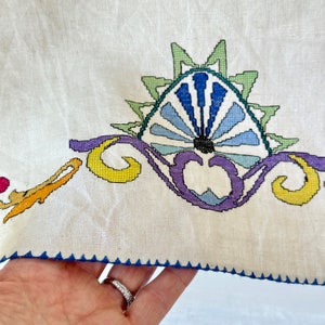 1920's Embroidered Linen Inspiration Piece Colorful Coastal Home Boho ...