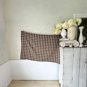 53x38 RARE Brown French Plaid Cloth Fabric Heavy Weight C 1930's Cotton ...