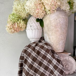 53x38 RARE Brown French Plaid Cloth Fabric Heavy Weight C 1930's Cotton ...