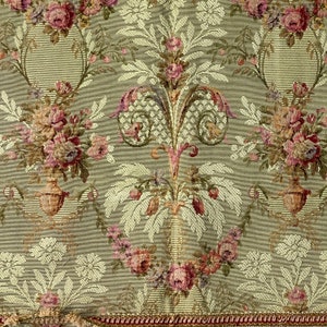 121 X 50 MASSIVE Antique GREEN Rococo French Silk Curtain Design C1920 ...