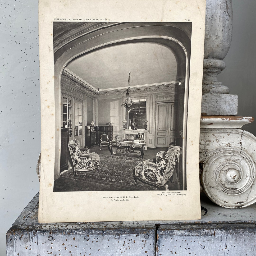 Antique French Interior Design Image for Framing 1930's 30's Thirties ...