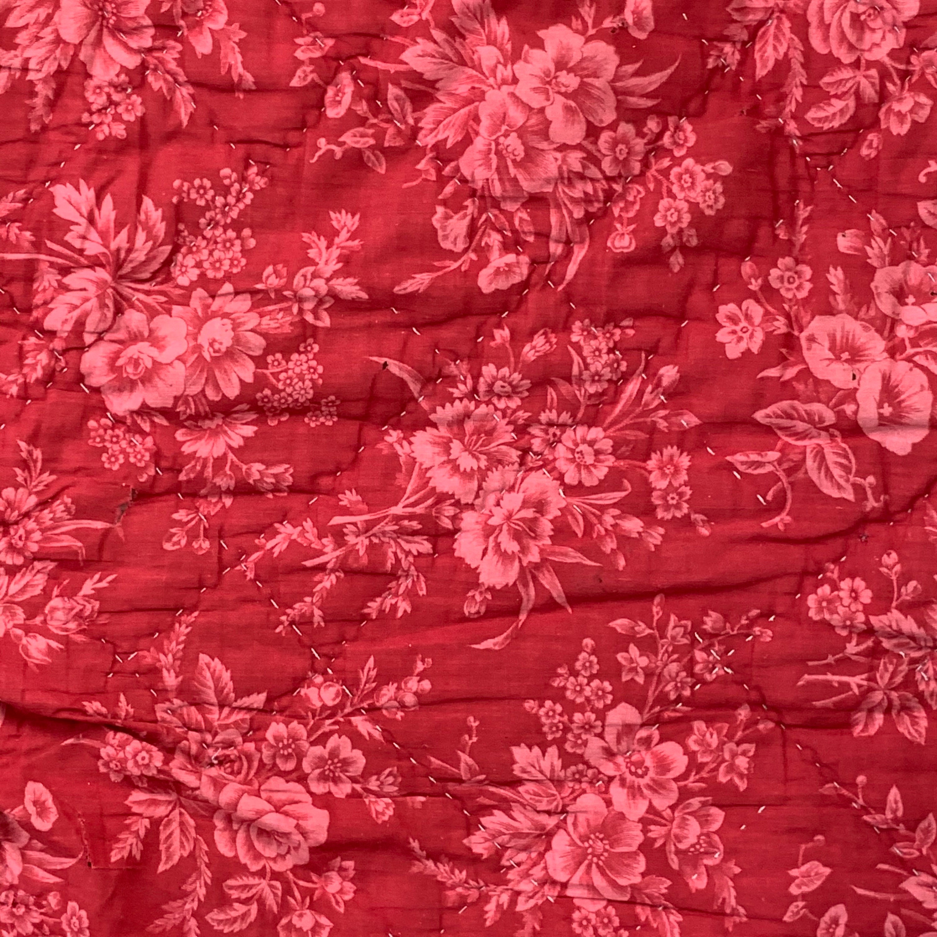 2 Patterns Quilted Fragment Red Fabric 19th Century for - Etsy