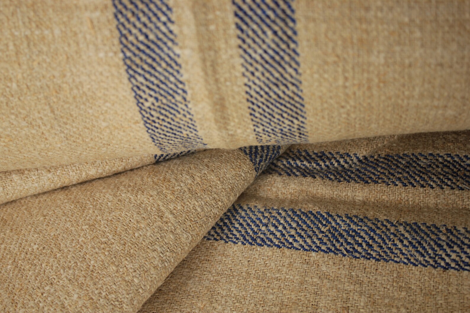 Grain sack Fabric Bolt Blue Stripes Antique homespun linen by | Etsy