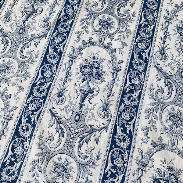 Blue Toile Fabric - Etsy
