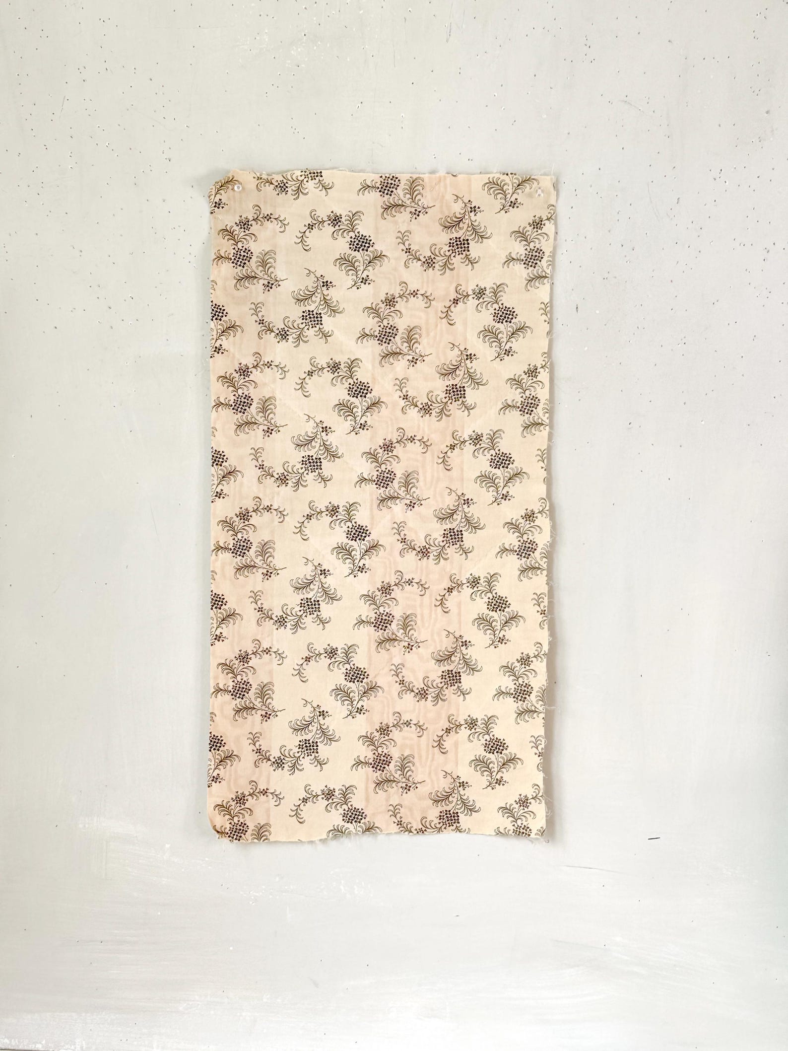28x14 Antique French Hand Block Printed Fabric C1810 Brown Pattern ...