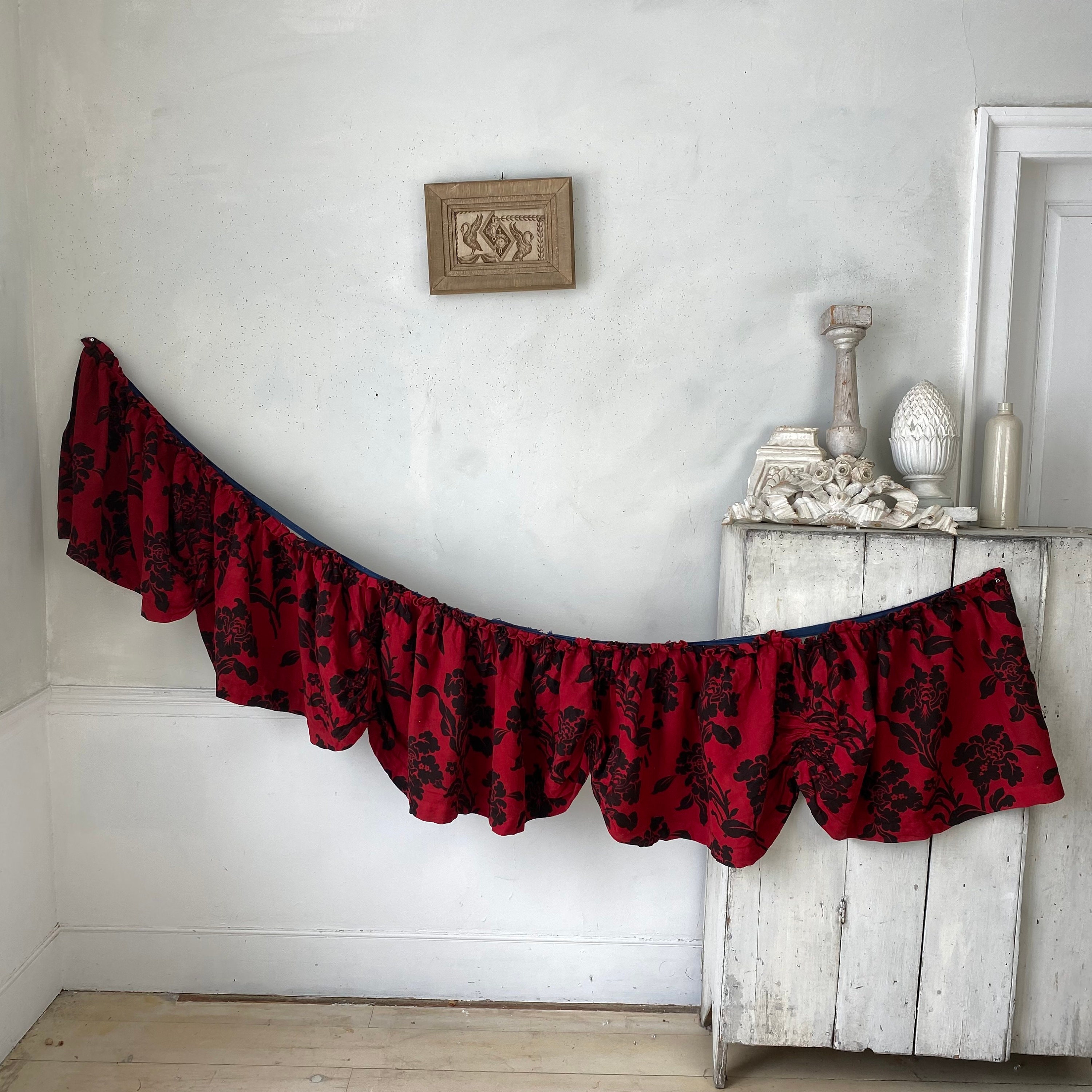 Antique Red + Black Victorian Valance C 1890 ~ Cretonne Fabricunique ...