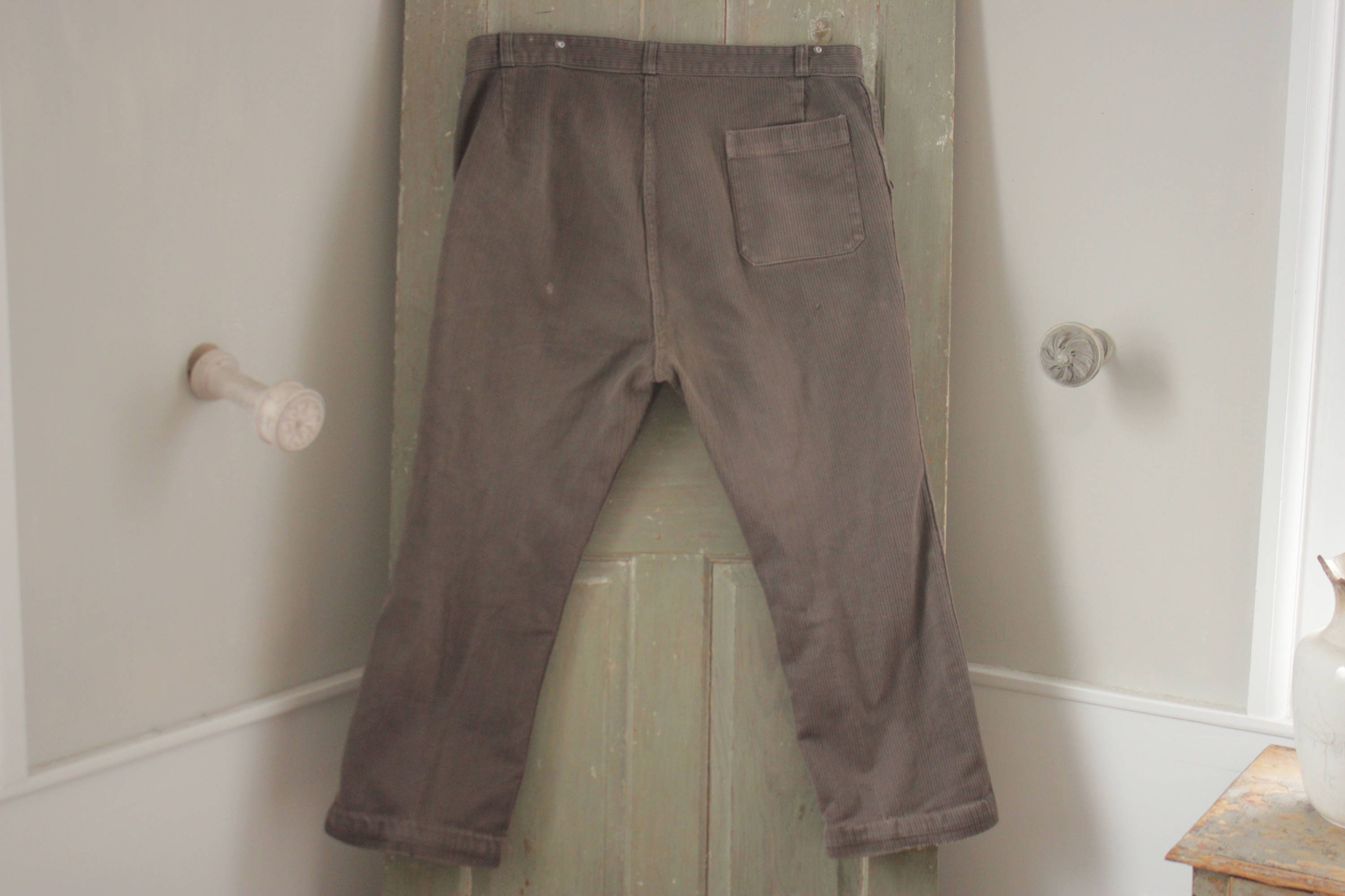 French Brown Pants Thick Ribbed Cotton Men's Slacks Riding - Etsy