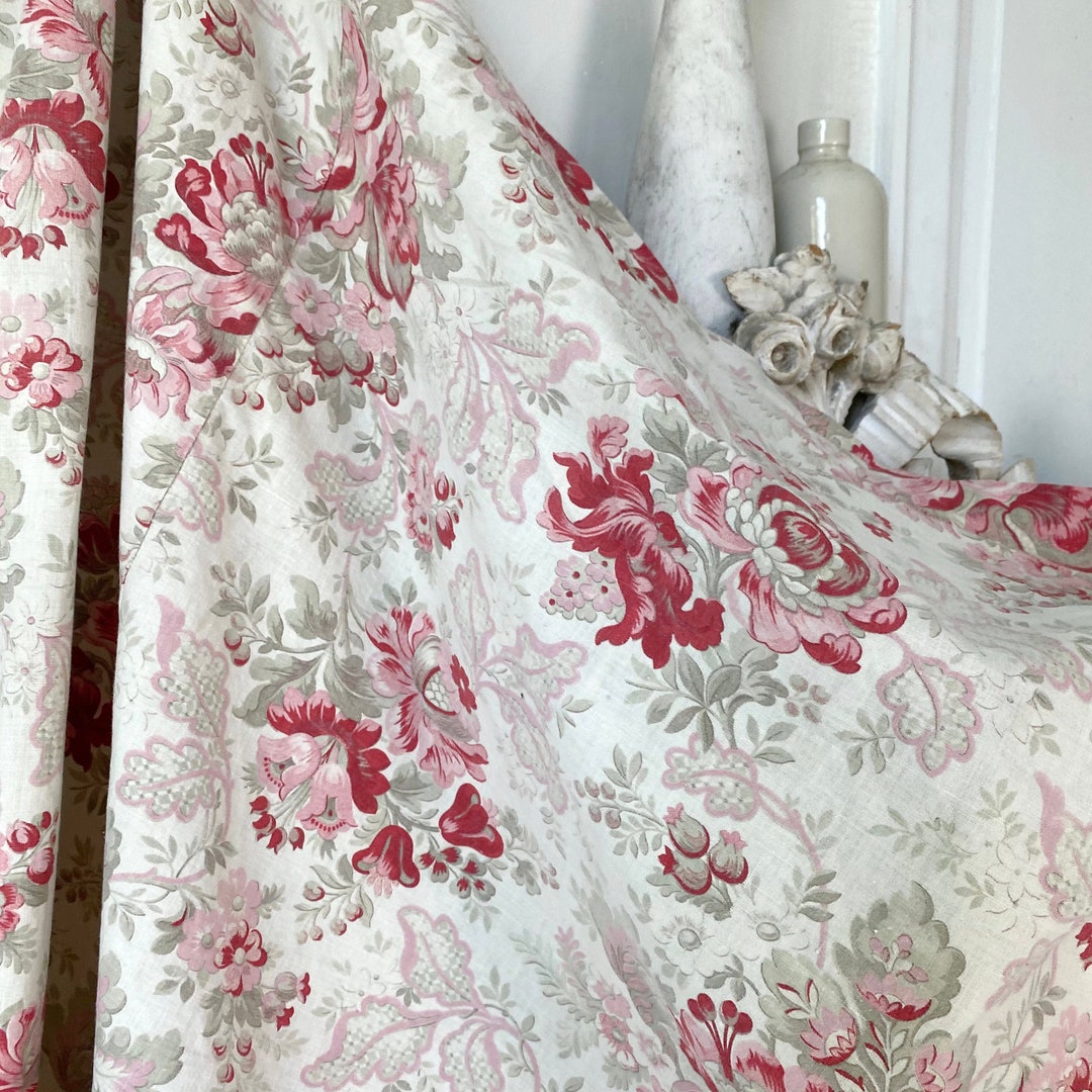 WOW !!! Large Antique French Farmhouse Fabric Material C 1900 White ...