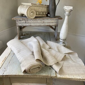 Organic Hemp Homespun Antique Linen Striated Striped Material Fabric ...