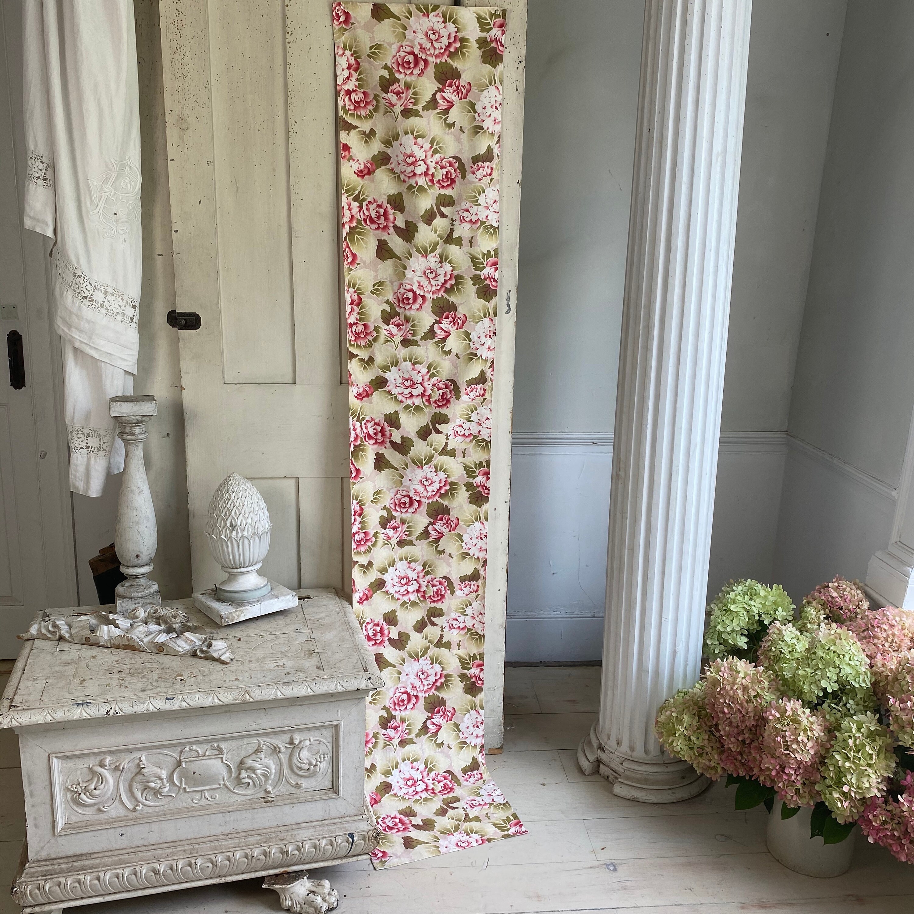 Antique Vintage Fabric French floral material sewing | Etsy