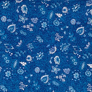 Vintage 1940's Blue Small Scale Floral French Fabric Heavy Weight ...