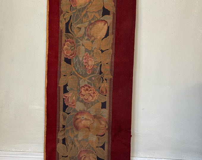 75x18 C1900 Antique French Fruit Floral Tapestry Curtain Portier ...