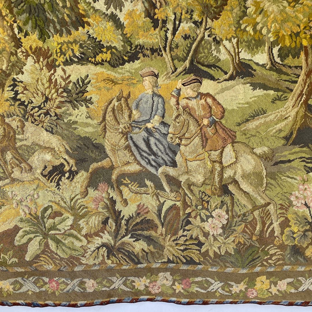 19th Century Antique French Needlepoint Tapestry Needlework Needle Work ...