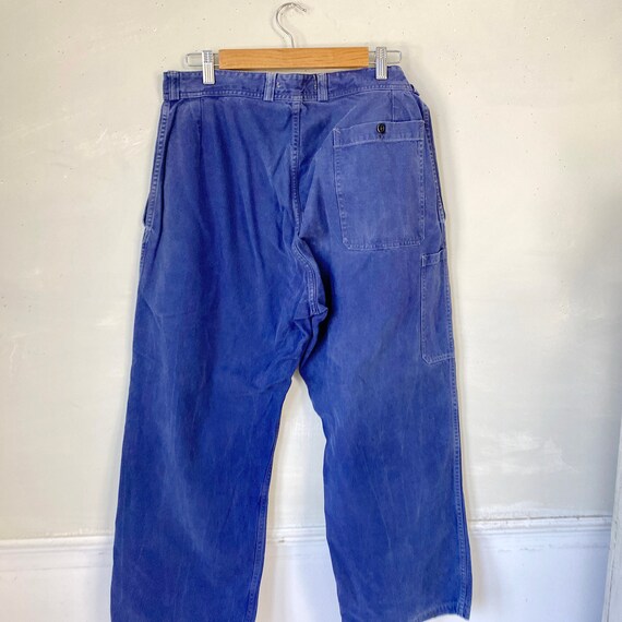 French work wear large pants workwear dark blue denim… - Gem