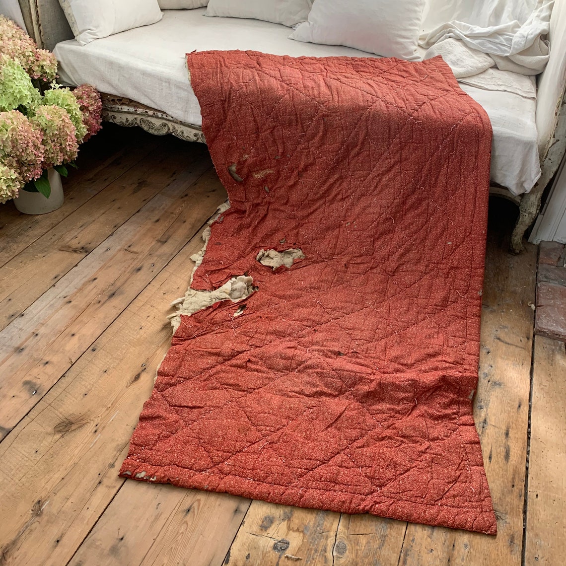 Antique French Quilt Fragment 18th Century Calico and Chambray - Etsy