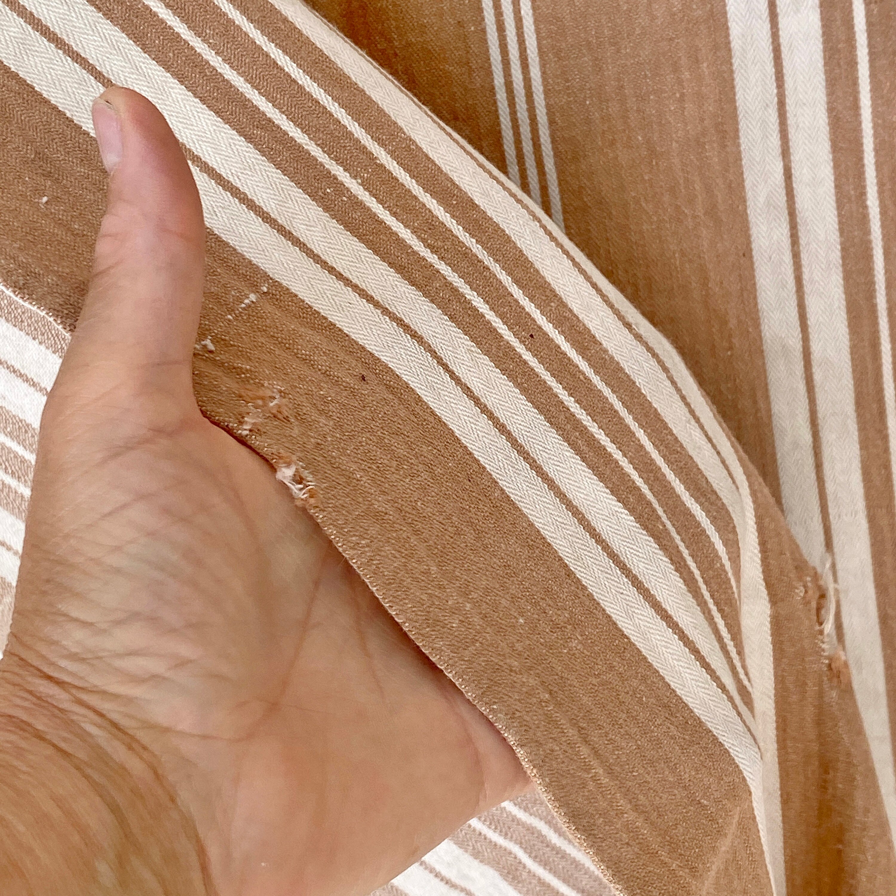 Khaki French Ticking Cotton Vintage Fabric 1900s Material - Etsy