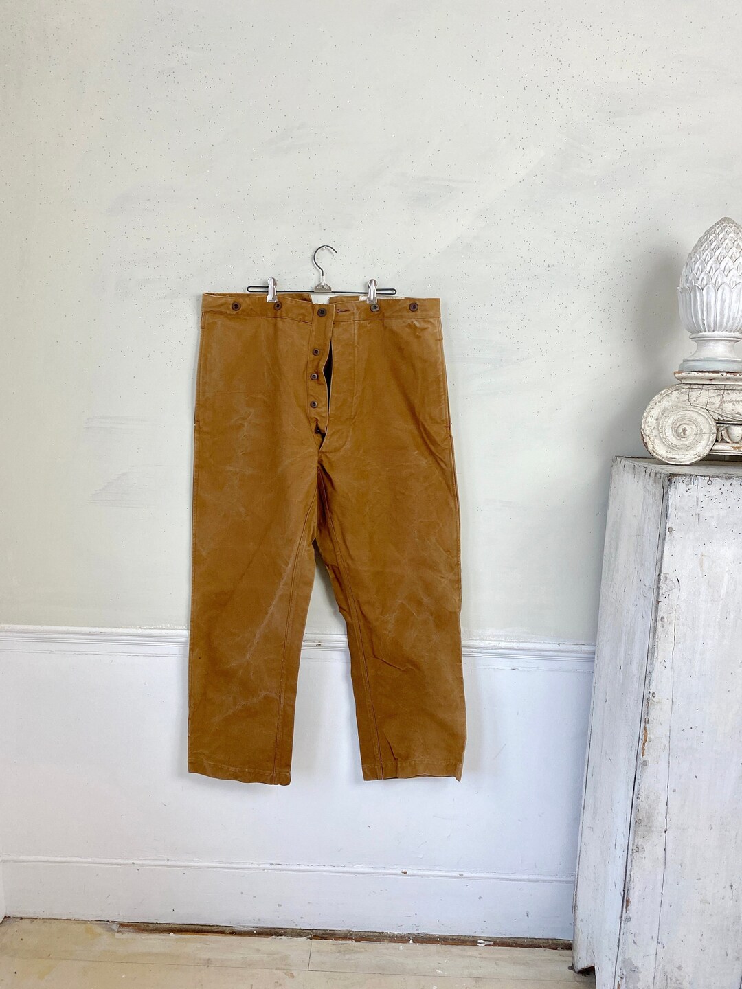 40 Inch Waist French Workwear Pants Vintage Brown Canvas Trousers the ...