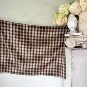 53x38 RARE Brown French Plaid Cloth Fabric Heavy Weight C 1930's Cotton ...