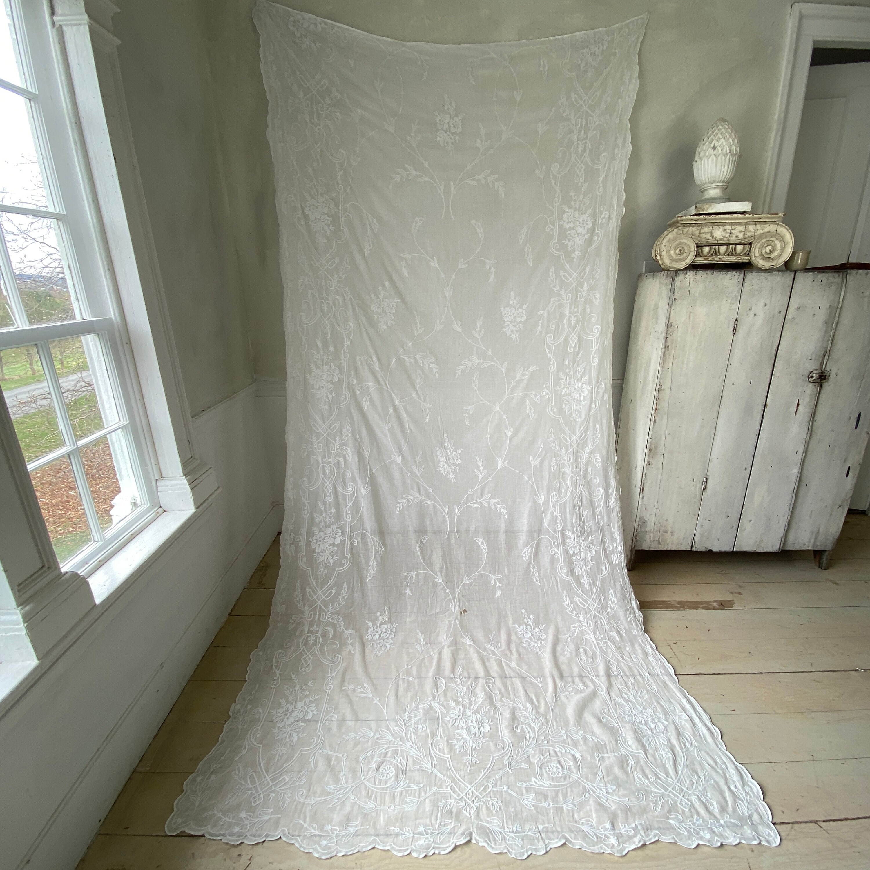 Antique Tambour Lace Sheer Curtain Panel 1800s White Lacework - Etsy