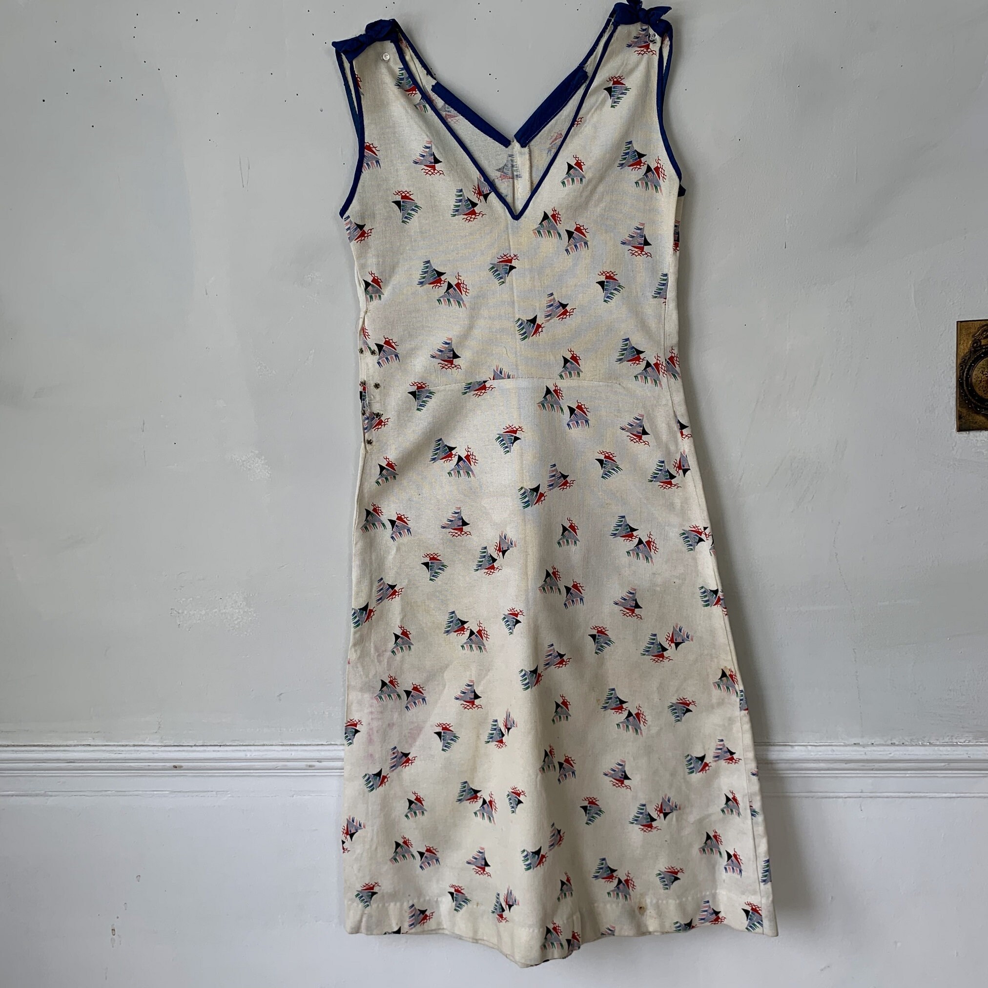 Vintage Dress with Sailboat Pattern Housedress French Clothing | Etsy