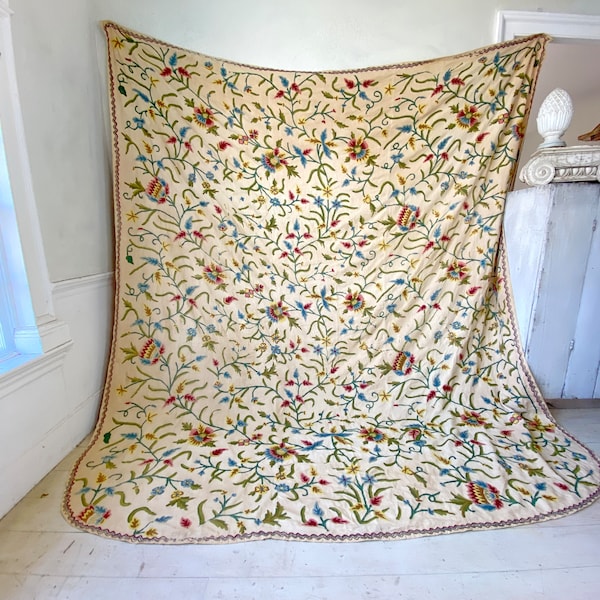 Embroidered Crewel Fabric - Etsy