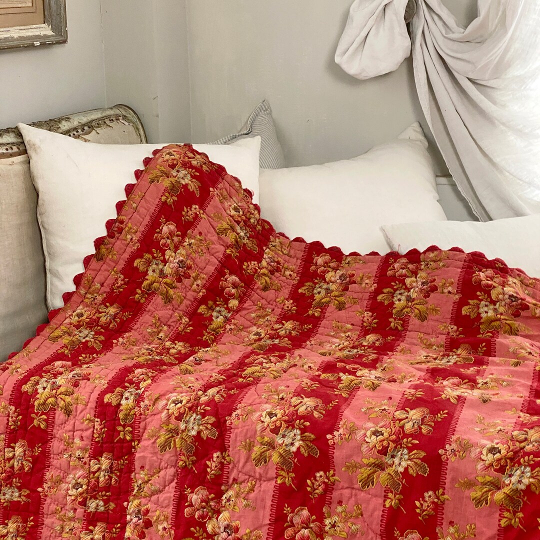 80X78 Antique French Quilt in Need of Repair Bedding Textile Eco ...