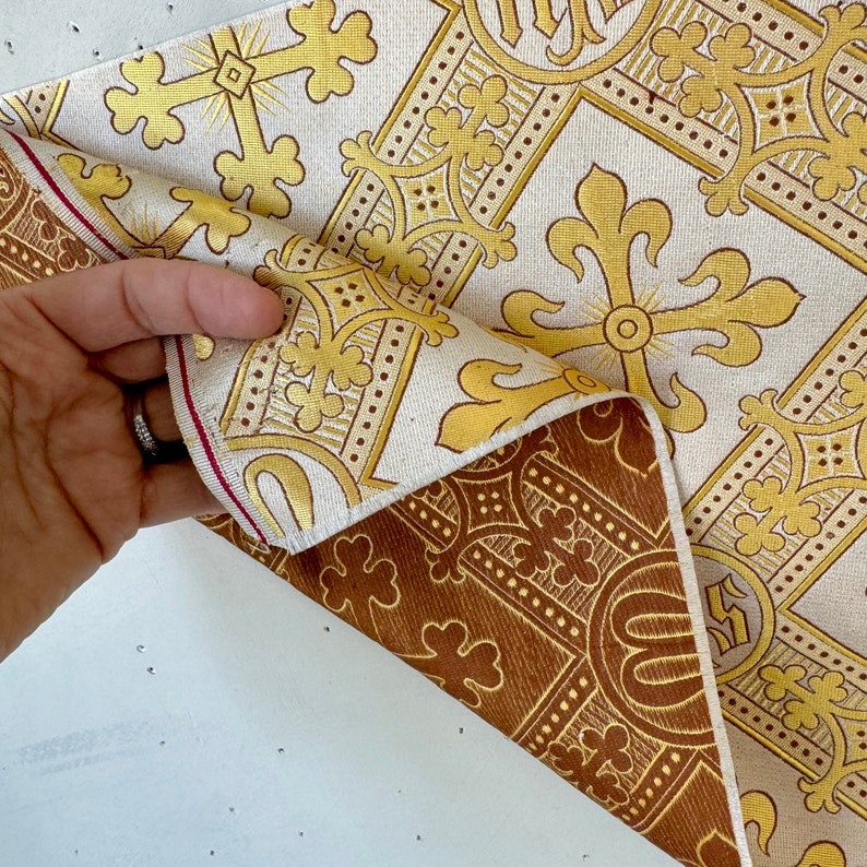21x9.5 Religious Liturgical French Antique Silk Brocade Woven Document ...