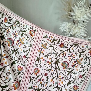 98x86 PINK Embroidered Crewelwork Wall Art Hanging Handmade Unique ...