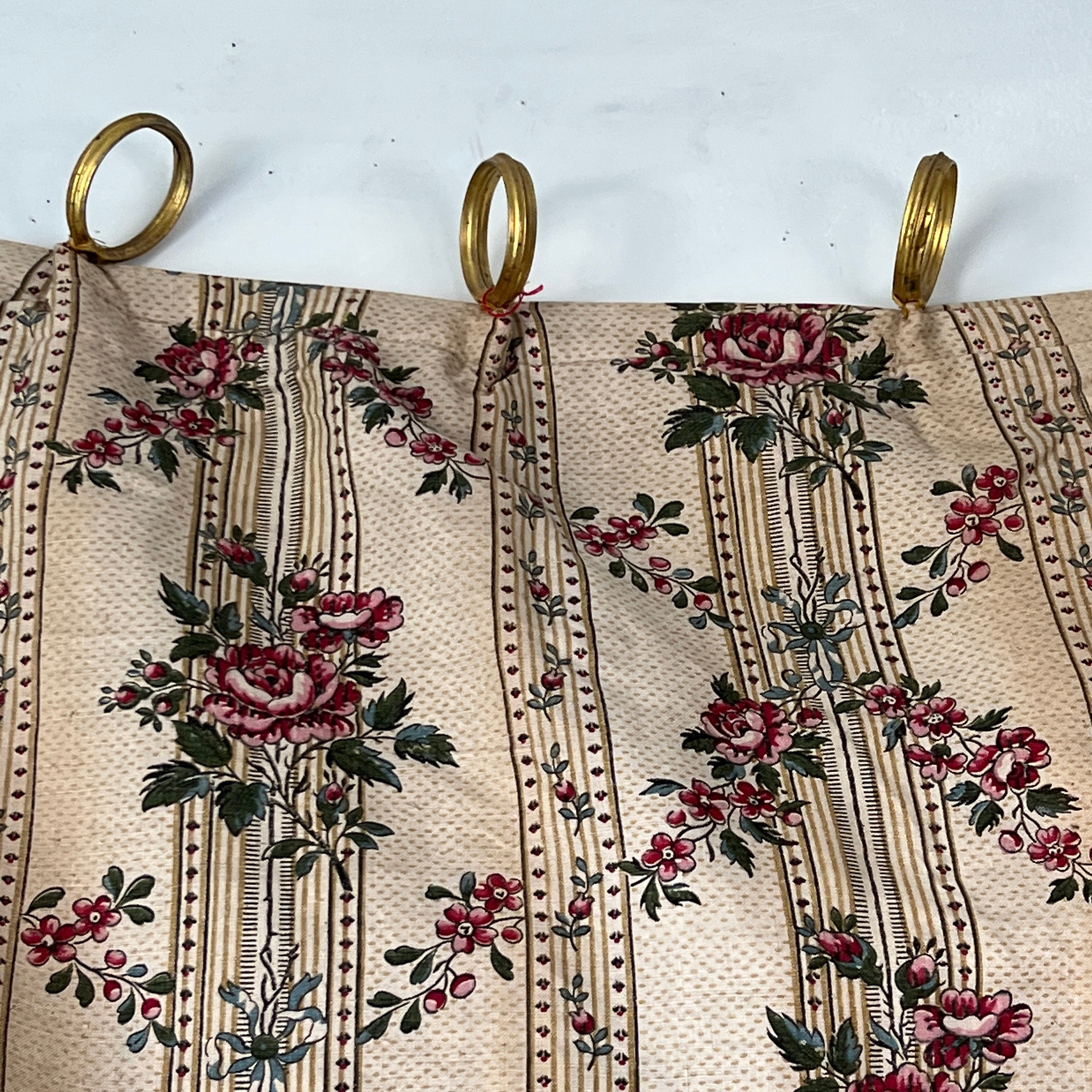 STUNNING 1930's 1930 French Chateau Curtains Printed Linen Floral ...