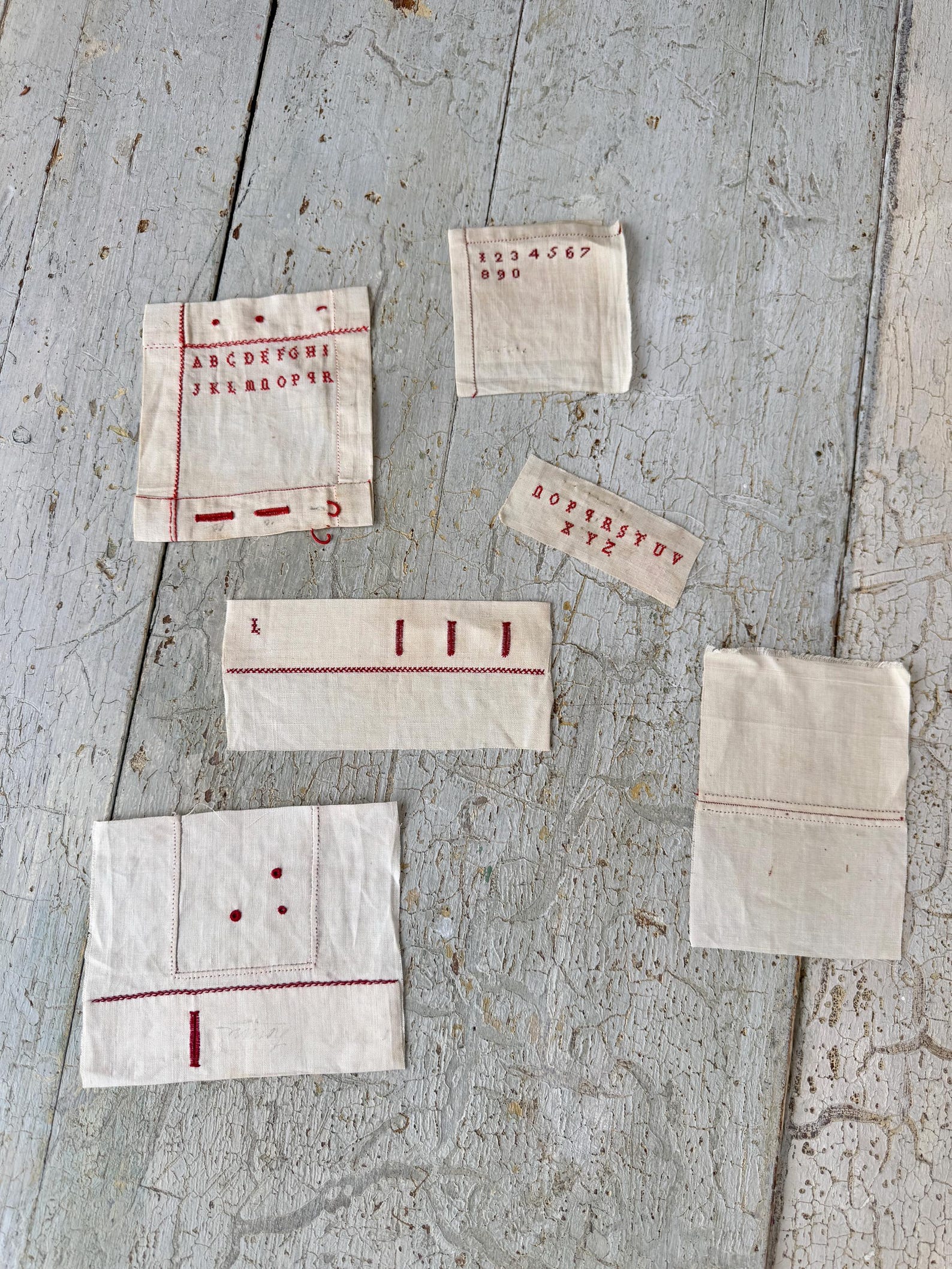 1800's Embroidery Sampler Samples Patchwork Antique Swatches Red Work ...