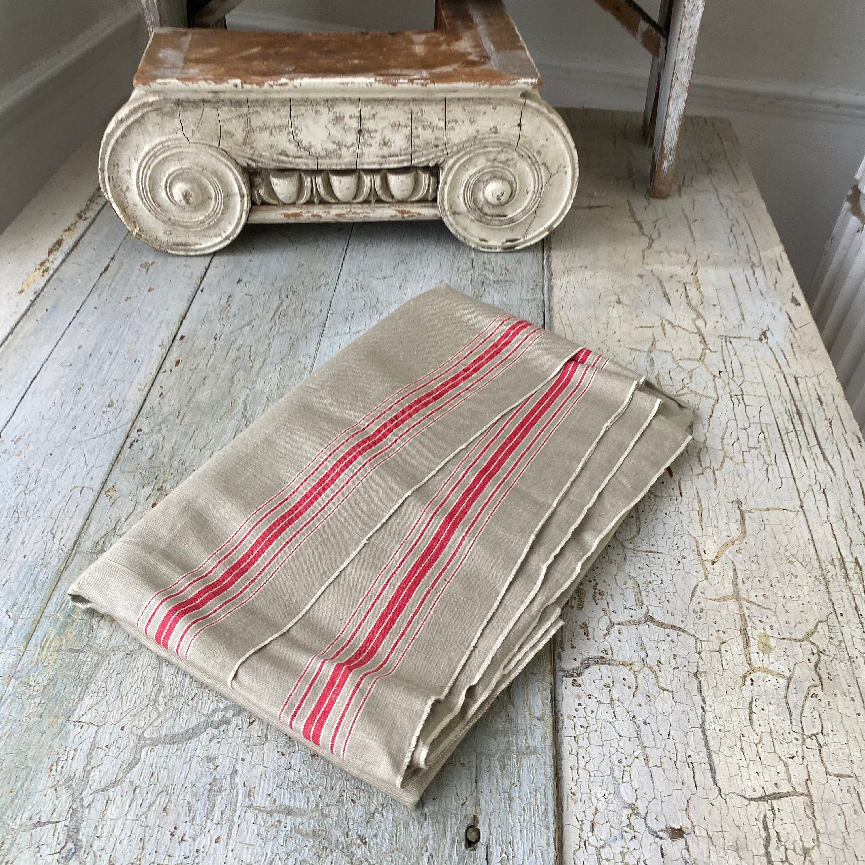 Vintage European Mangle Cloth Linen With Red Stripes Table | Etsy