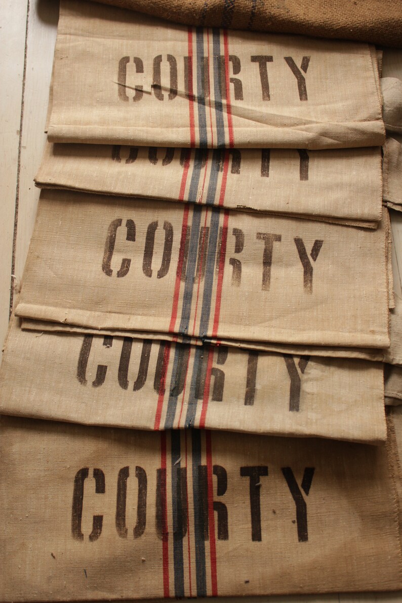 6 Striped Grain Sacks Fabric Antique European Project crafting | Etsy